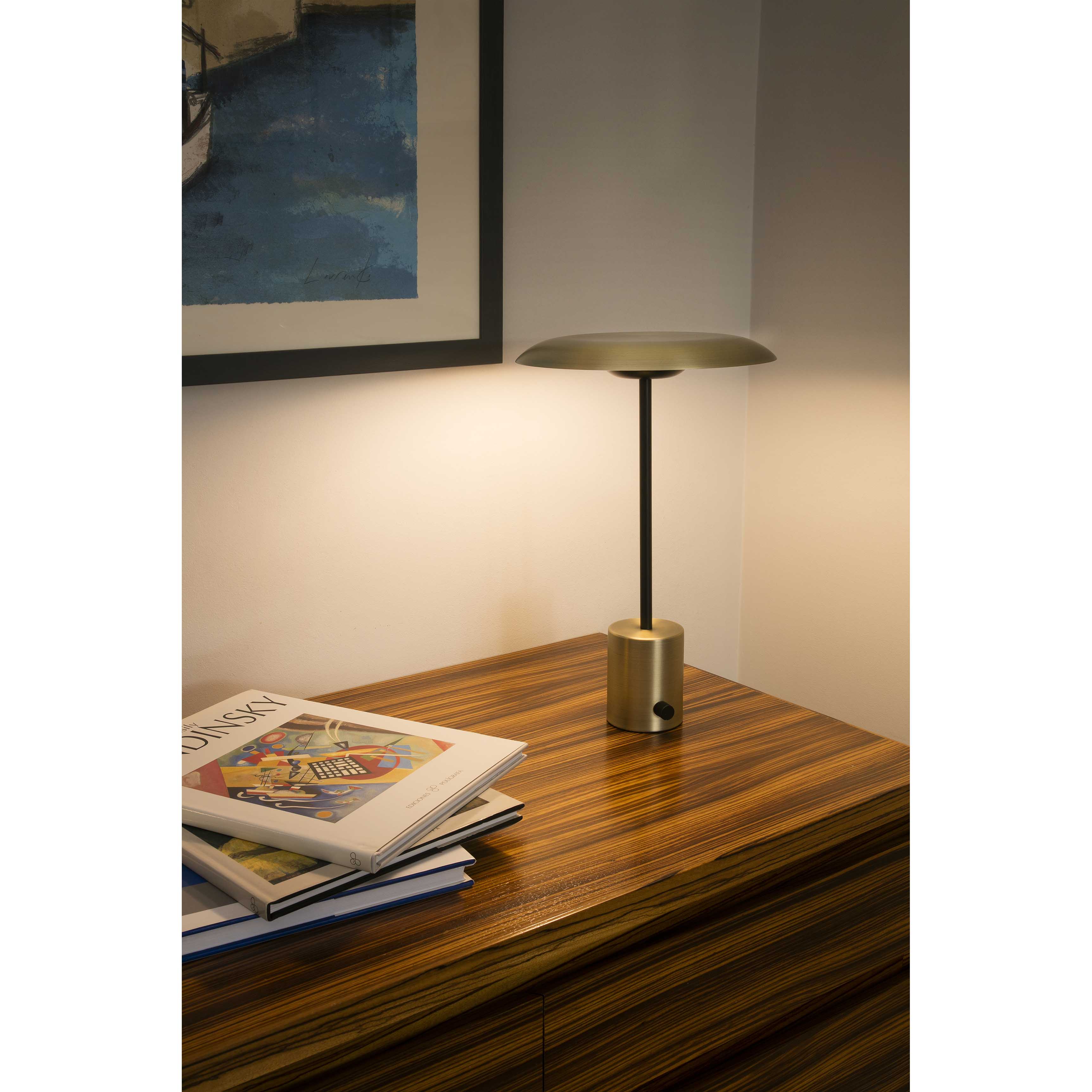 28386 HOSHI LED SATIN GOLD AND BLACK PORTABLE LAMP – Landlite Designer ...